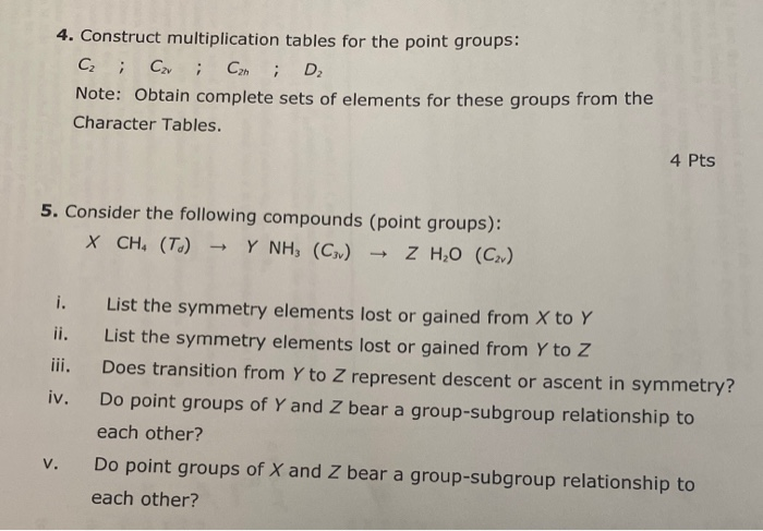 Solved 4. Construct multiplication tables for the point | Chegg.com