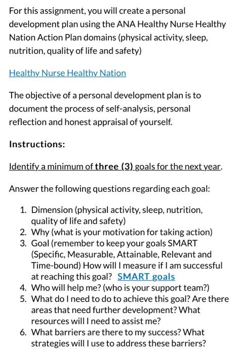 Solved For this assignment, you will create a personal | Chegg.com