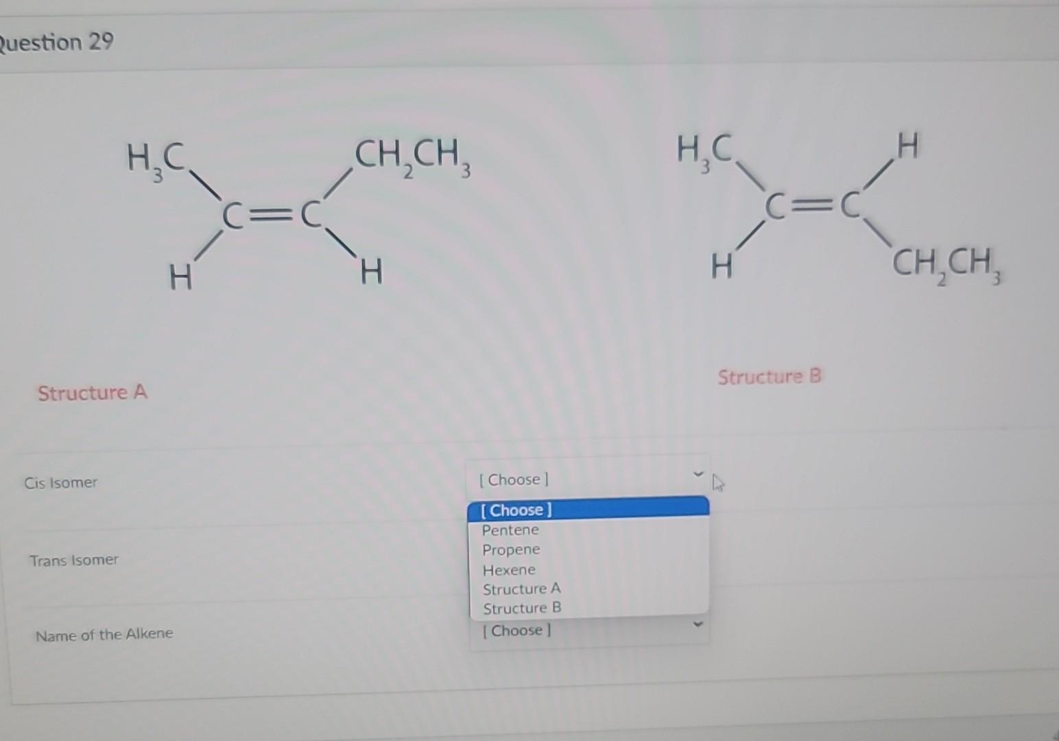 Solved Structure A Structure B Cis Isomer [ Choose] Trans | Chegg.com