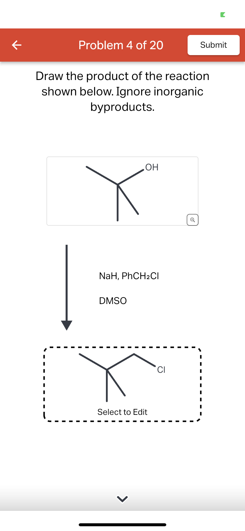 Solved Problem 4 ﻿of 20Draw the product of the reaction | Chegg.com