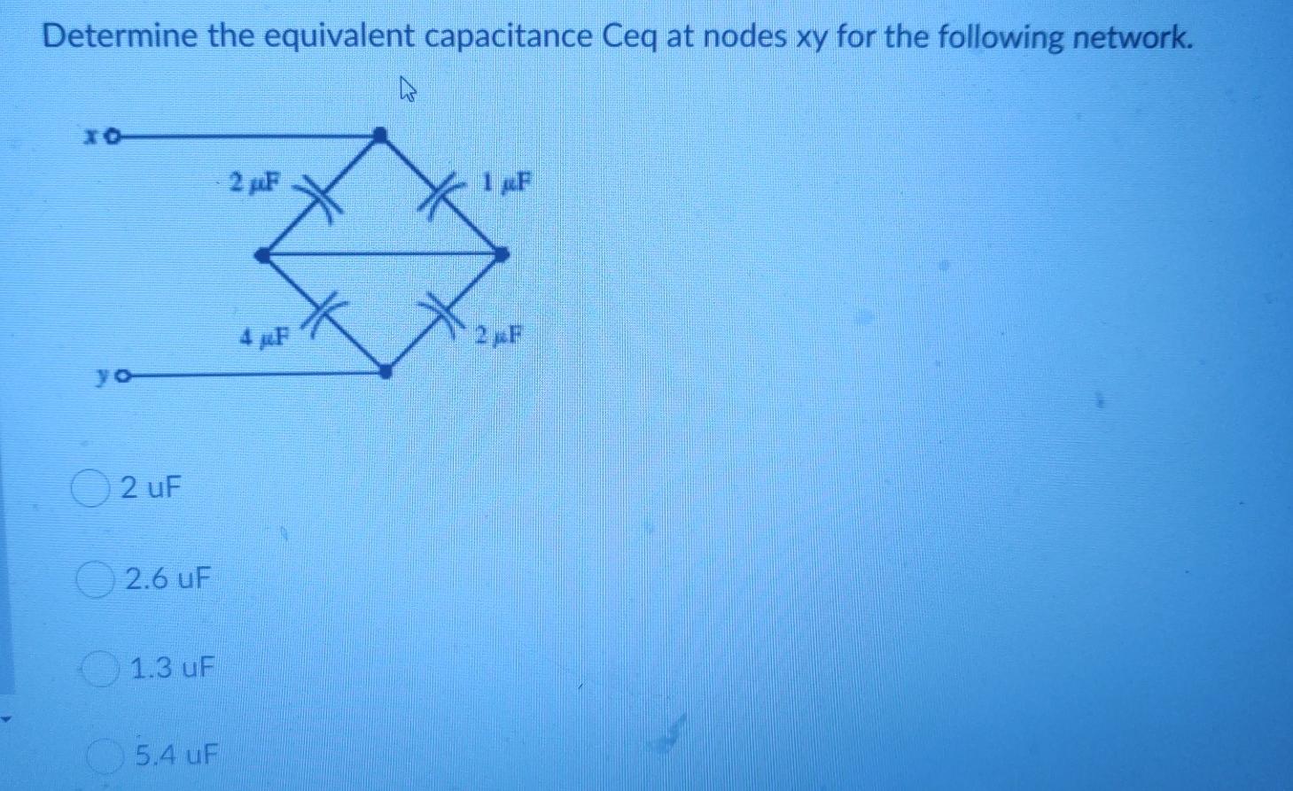 Solved Determine the equivalent capacitance Ceq at nodes xy | Chegg.com