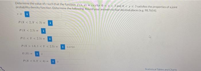 Solved Determine the value of c such that the function | Chegg.com