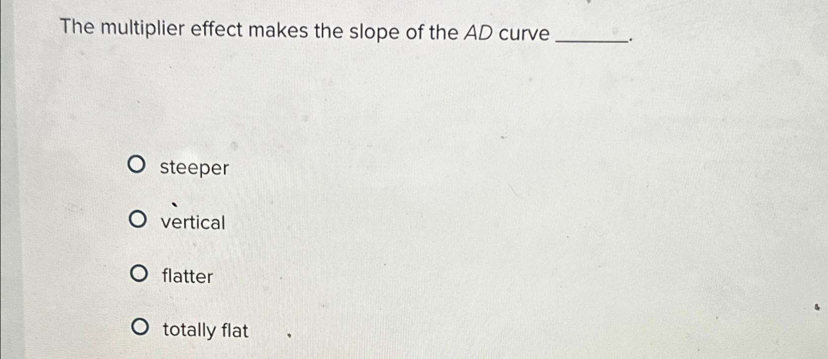 Solved The multiplier effect makes the slope of the AD | Chegg.com