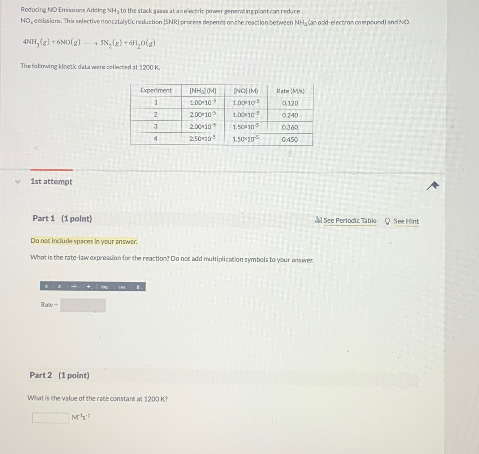 Solved Reducing NO ﻿Emissions Adding NH3 ﻿to the stack gases | Chegg.com