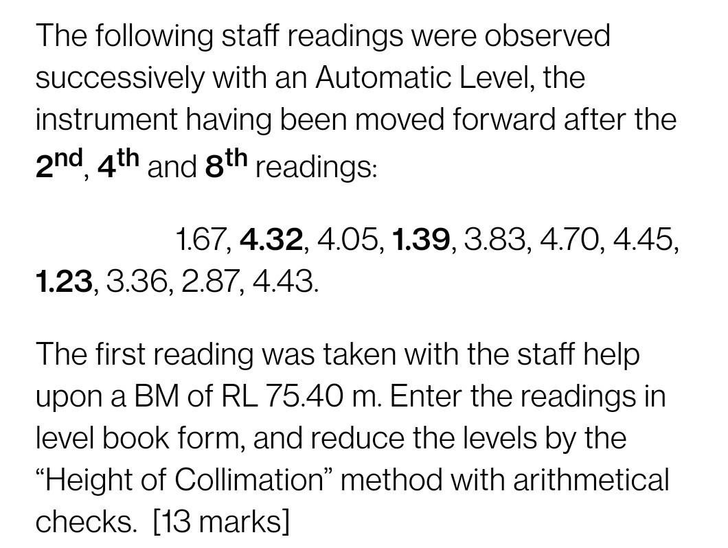 Solved The following staff readings were observed | Chegg.com