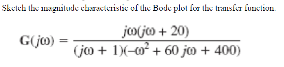 Solved Sketch the magnitude characteristic of the Bode plot | Chegg.com