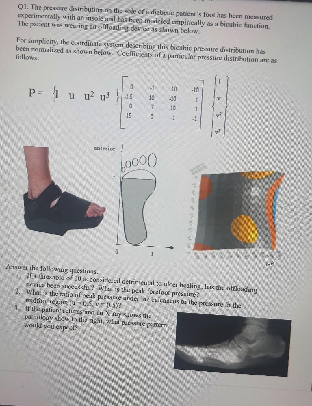 Q1. The pressure distribution on the sole of a | Chegg.com