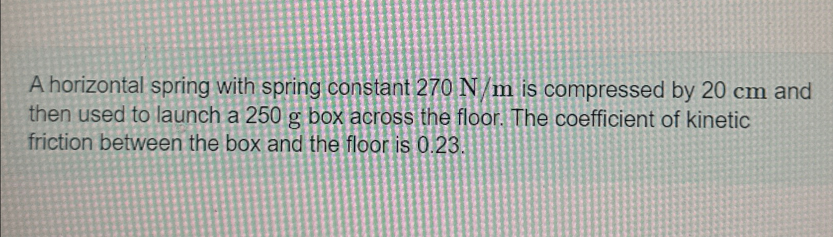 A horizontal spring with spring constant 270Nm ﻿is | Chegg.com