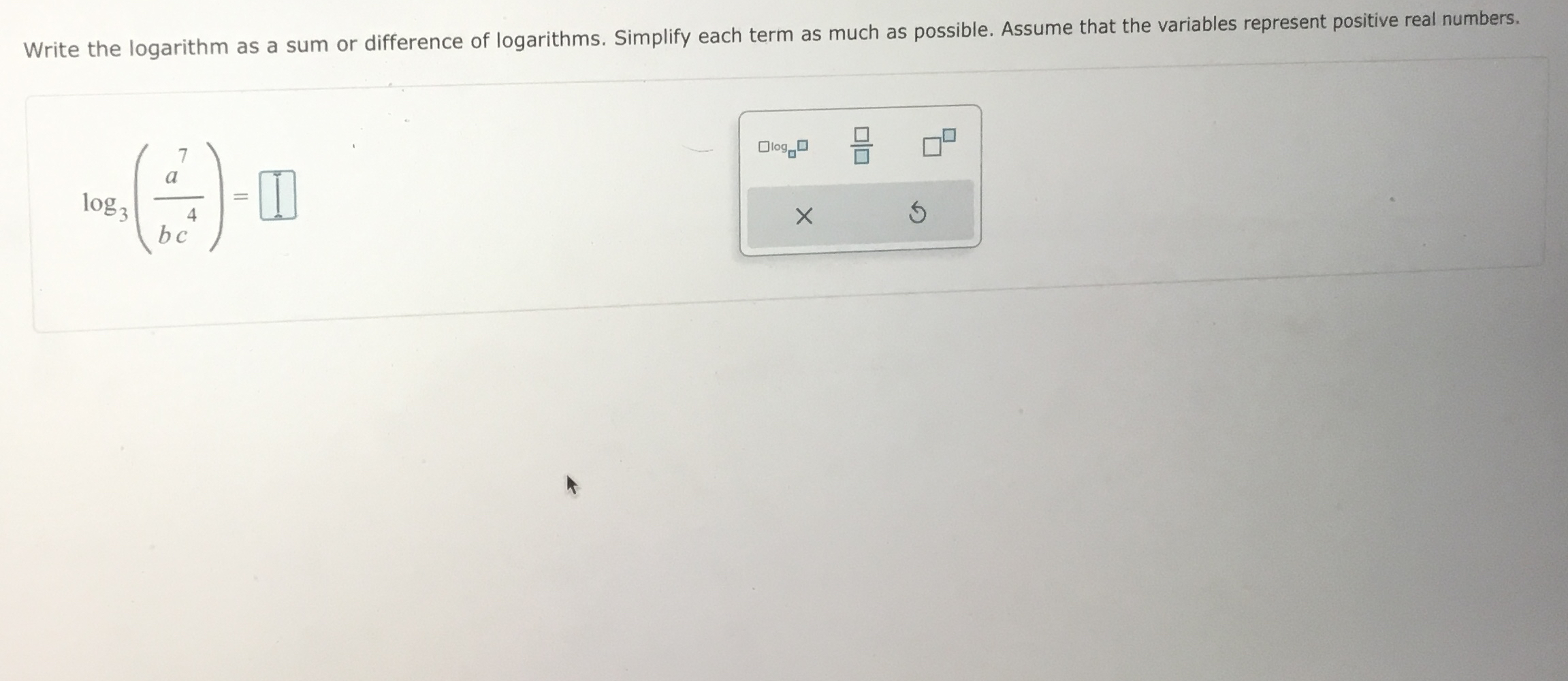 Solved Write the logarithm as a sum or difference of | Chegg.com