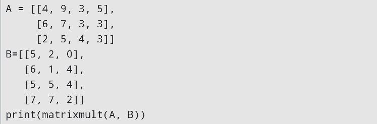 Solved Create a Python function called matrixmult. This | Chegg.com
