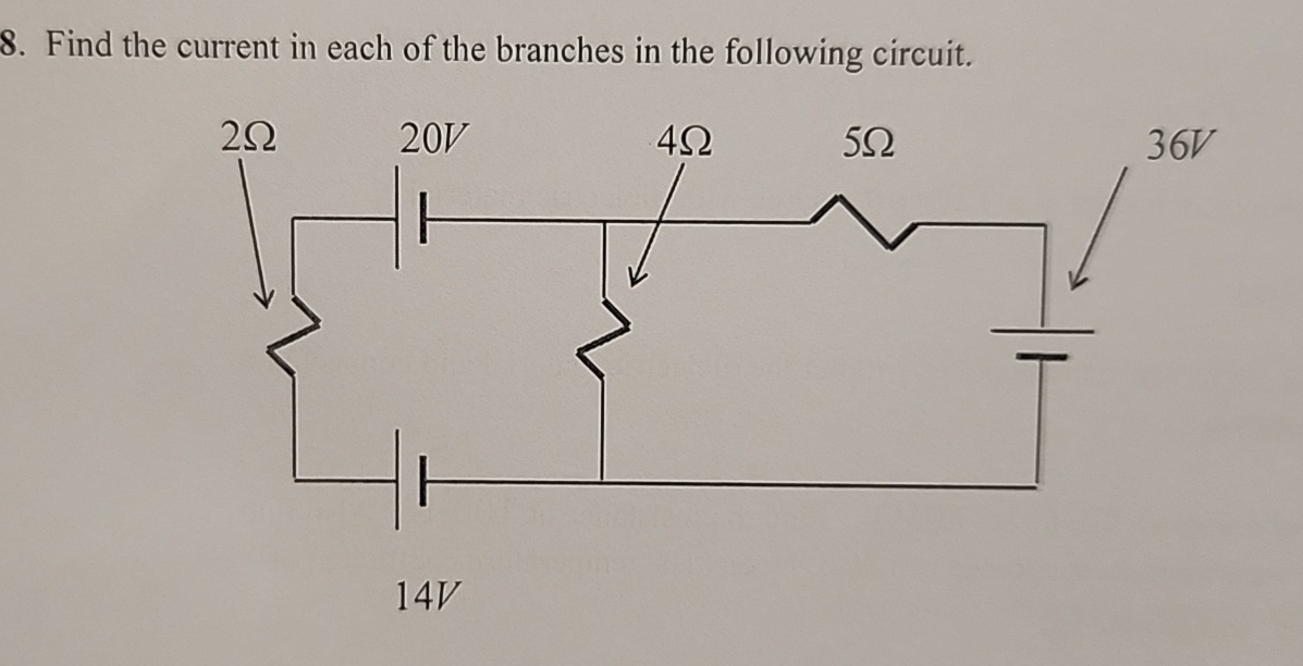Solved Find the current in each of the branches in the | Chegg.com