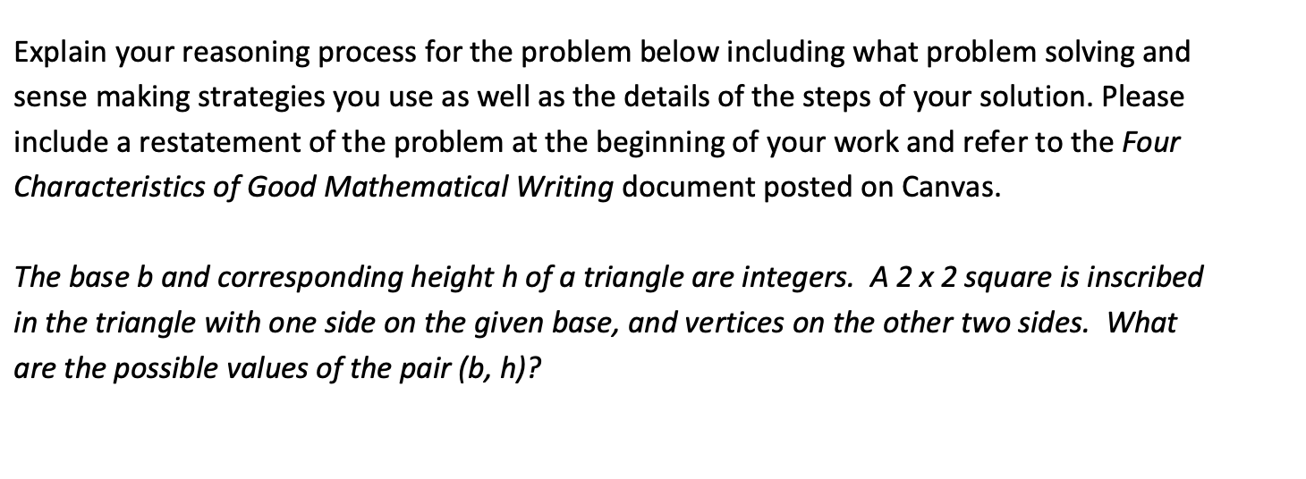 Solved Explain your reasoning process for the problem below | Chegg.com