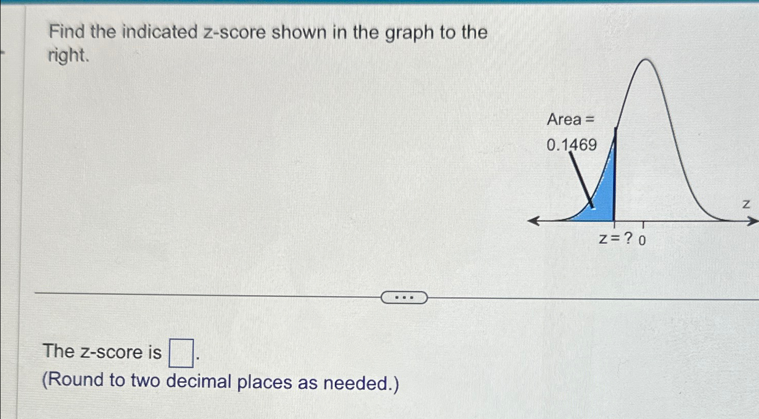 Solved Find the indicated z-score shown in the graph to the | Chegg.com