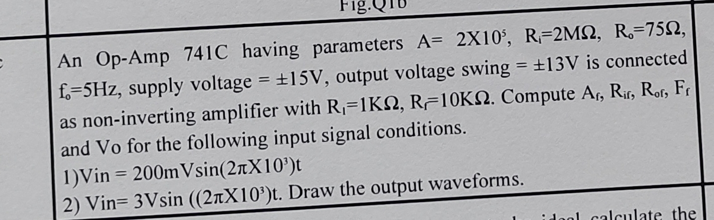 Solved An Op-Amp 741C ﻿having parameters | Chegg.com