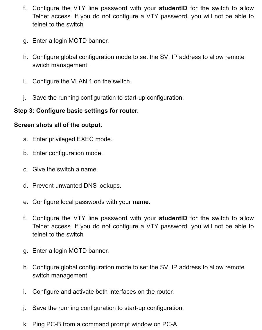 Solved Topology Addressing Table Objectives Set Up The