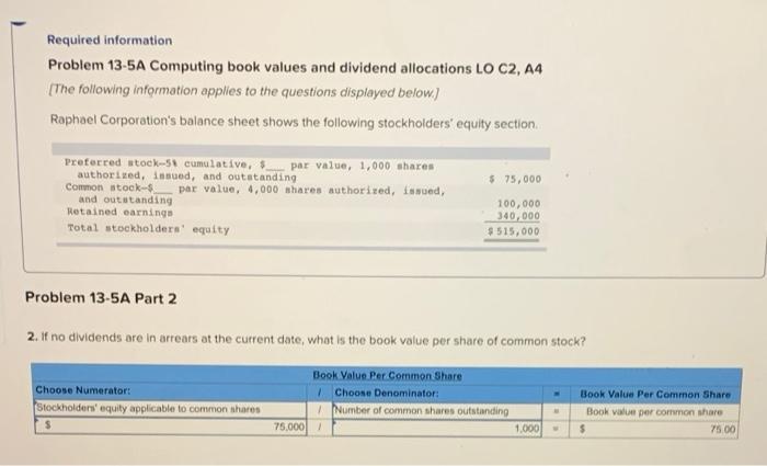 Solved Required information Problem 13-5A Computing book | Chegg.com