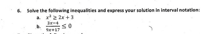 Solved Solve the following inequalities and express your | Chegg.com