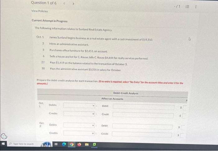 Solved Question 1 of 6 View Policies Current Attempt in | Chegg.com
