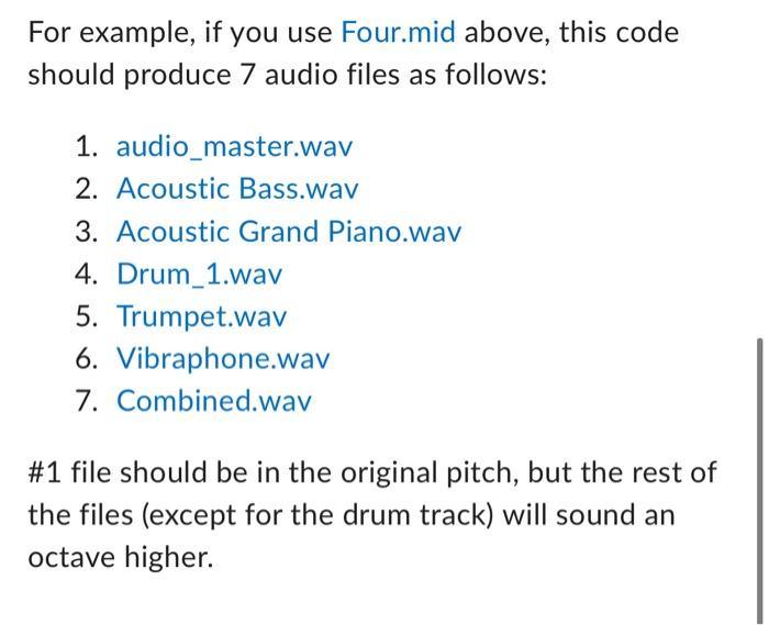 Solved - Converts this MIDI tile to audio data and saves as | Chegg.com