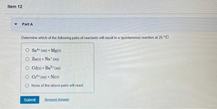Solved Determine which of the following pairs of reactants | Chegg.com