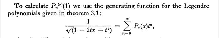 Solved To calculate Pn(r)(1) we use the generating function | Chegg.com