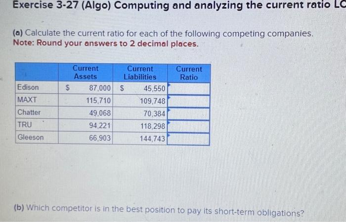 Solved Exercise 3-27 (Algo) Computing and analyzing the | Chegg.com