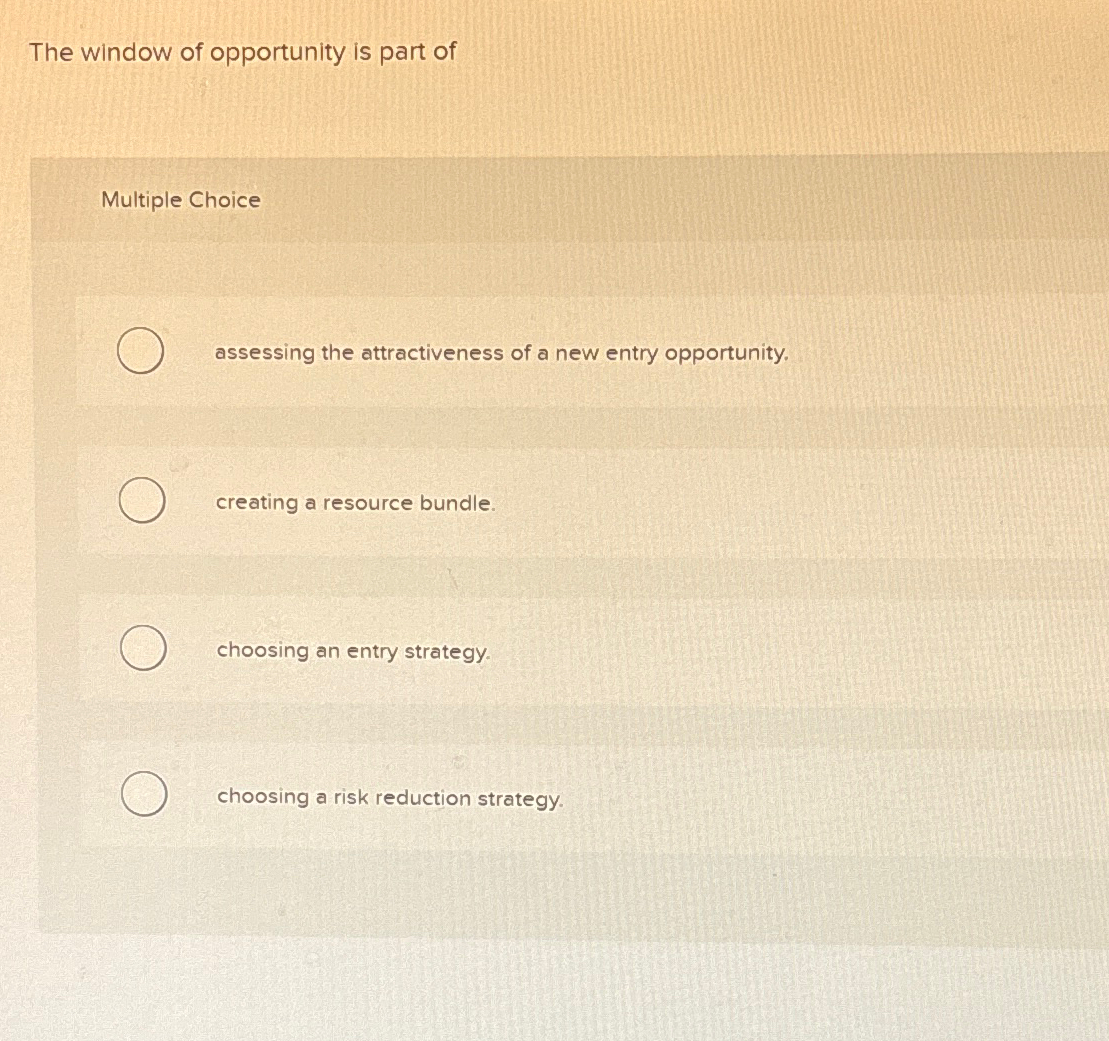 Solved The window of opportunity is part ofMultiple | Chegg.com