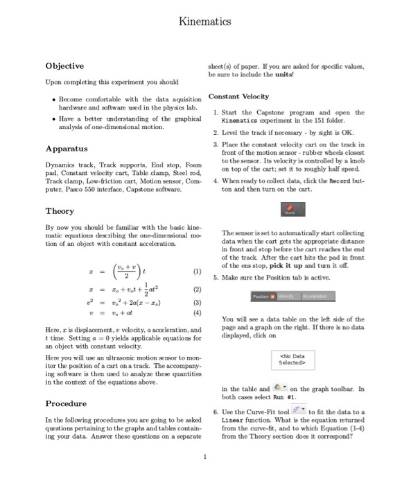Solved Kinematics Objective sheet(s) of paper. If you are | Chegg.com