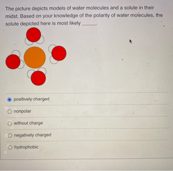 Solved The picture depicts models of water molecules and a | Chegg.com