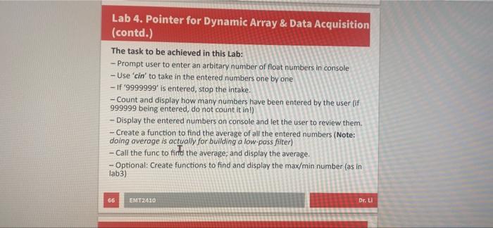 Solved Lab 4. Pointer for Dynamic Array & Data Acquisition | Chegg.com