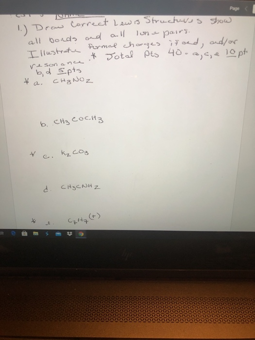 Solved Page 1.) Drow Correct Lewis Structures show all bonds | Chegg.com