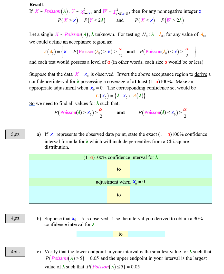 Solved Result:If x∼Poisson(λ),Y∼χv=2x2, ﻿and W∼χv=2(x+1)2, | Chegg.com