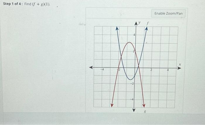 Solved Step 1 of 4: Find (f+g)(1). | Chegg.com
