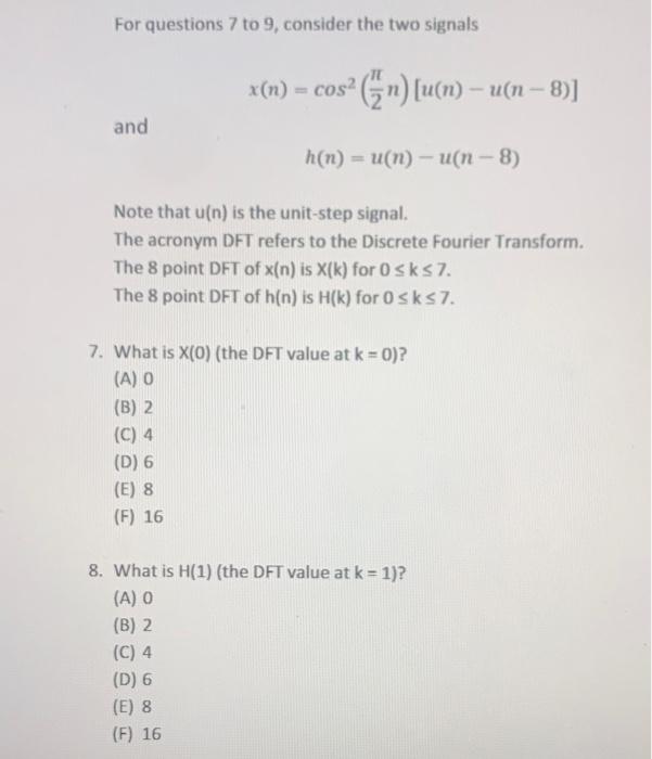 Solved 9. Let y(n) be an 8 point signal (0≤n≤7) whose 8 | Chegg.com