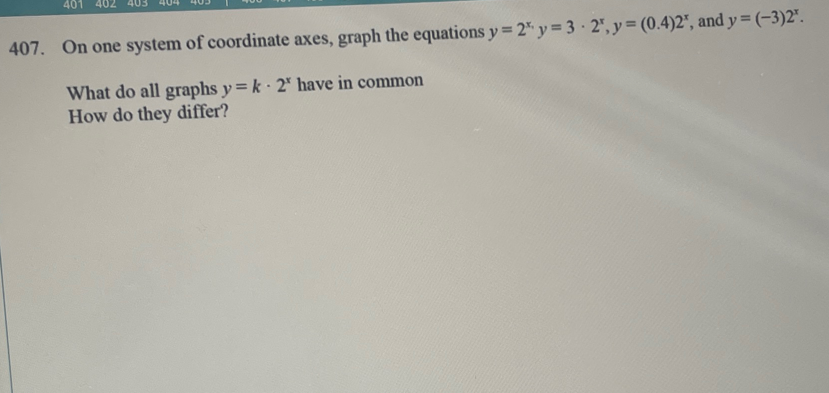On one system of coordinate axes, graph the equations | Chegg.com