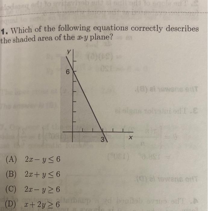 Solved lodged to 1. Which of the following equations | Chegg.com