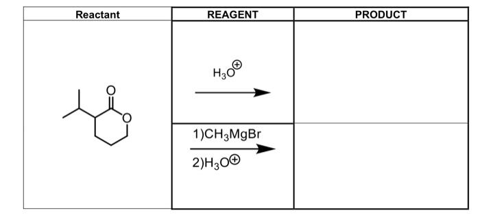 Solved \begin{tabular}{|l|l|l|} \hline Reactant & REAGENT & | Chegg.com