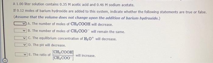 Solved A 1.00 liter solution contains 0.35M acetic acid and | Chegg.com