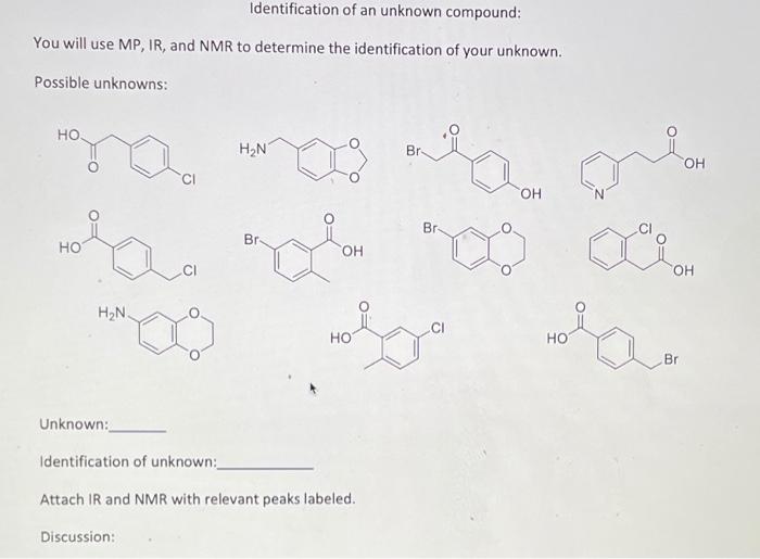 Solved Identification of an unknown compound: You will use | Chegg.com