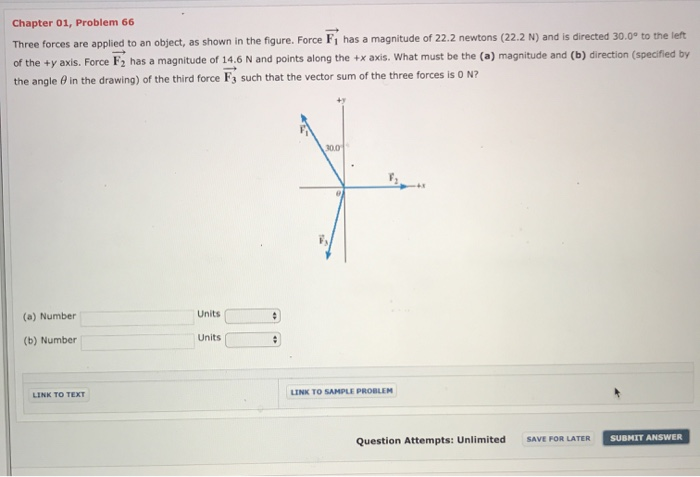 Solved Chapter 01, Problem 66 Three forces are applied to an | Chegg.com