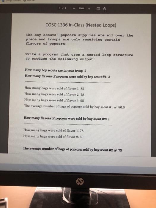 Solved 1 / 1 1001 + COSC 1336 In-Class (Nested Loops) The | Chegg.com