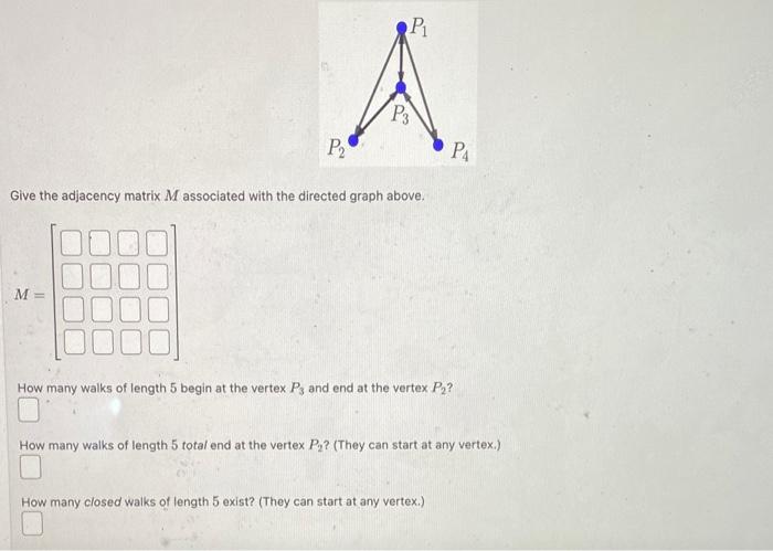 Solved Give the adjacency matrix M associated with the | Chegg.com