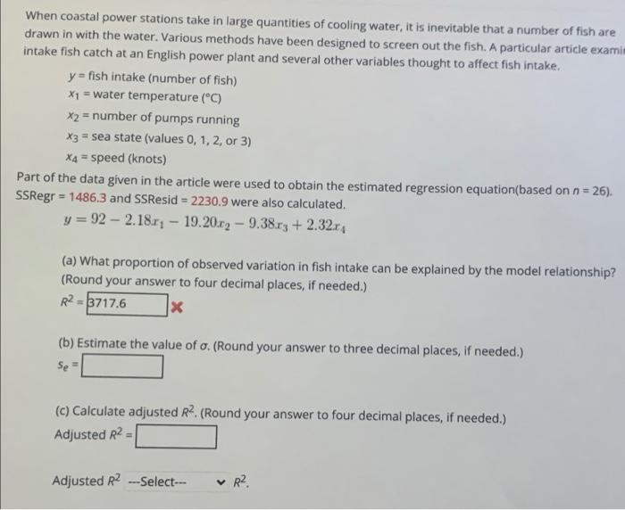 Solved When coastal power stations take in large quantities | Chegg.com