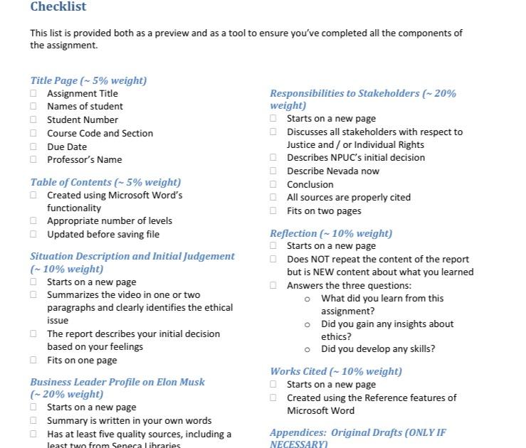 Solved ChecklistThis list is provided both as a preview and | Chegg.com