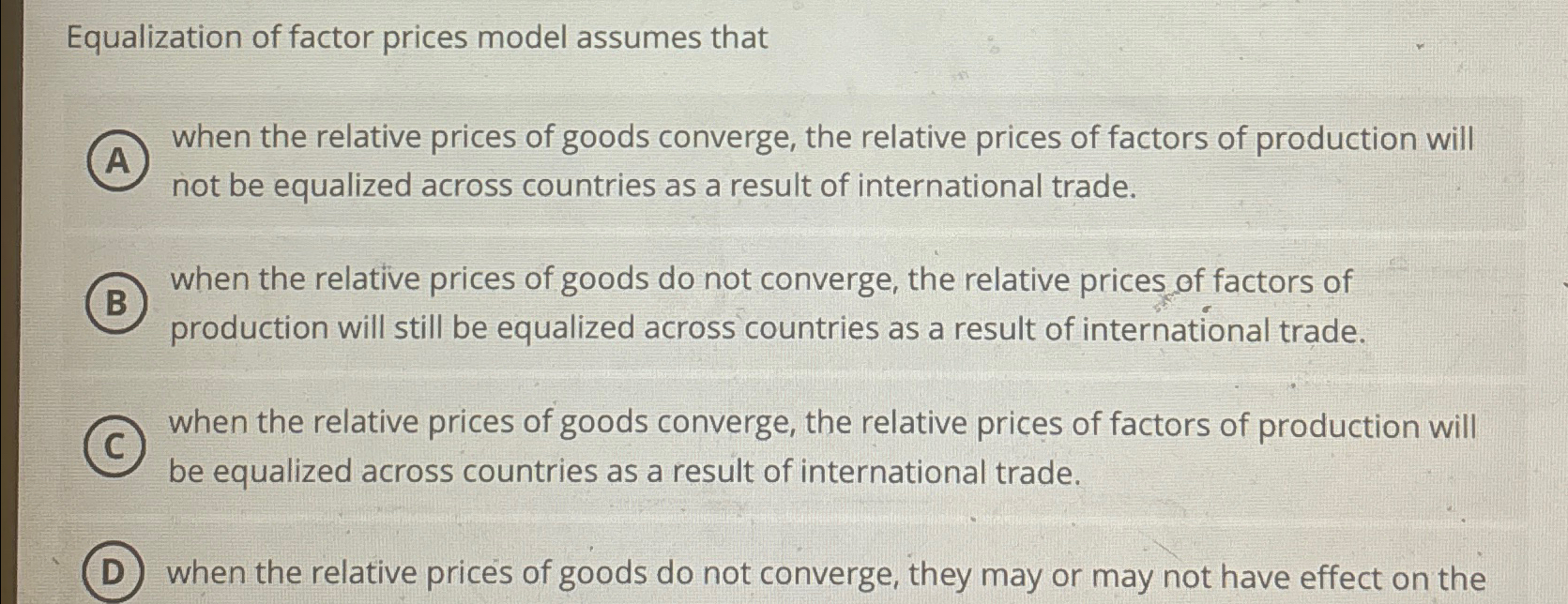 Solved Equalization of factor prices model assumes thatwhen | Chegg.com