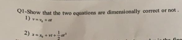Solved Show that the two equations are dimensionally correct | Chegg.com