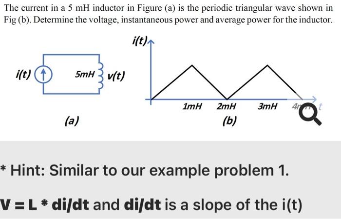 Solved The current in a 5 mH inductor in Figure (a) is the | Chegg.com