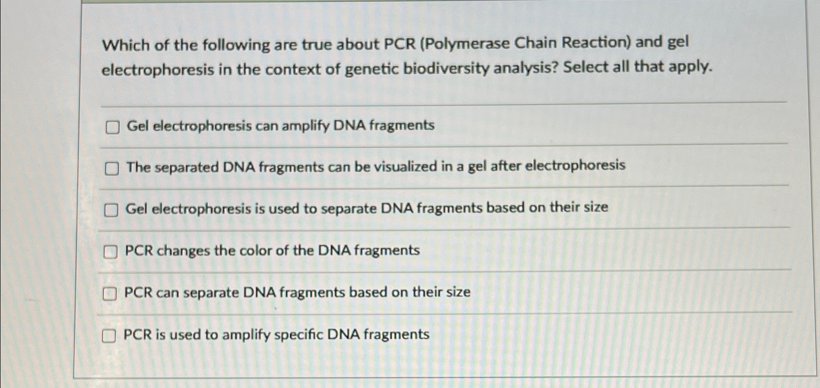 Solved Which of the following are true about PCR (Polymerase | Chegg.com