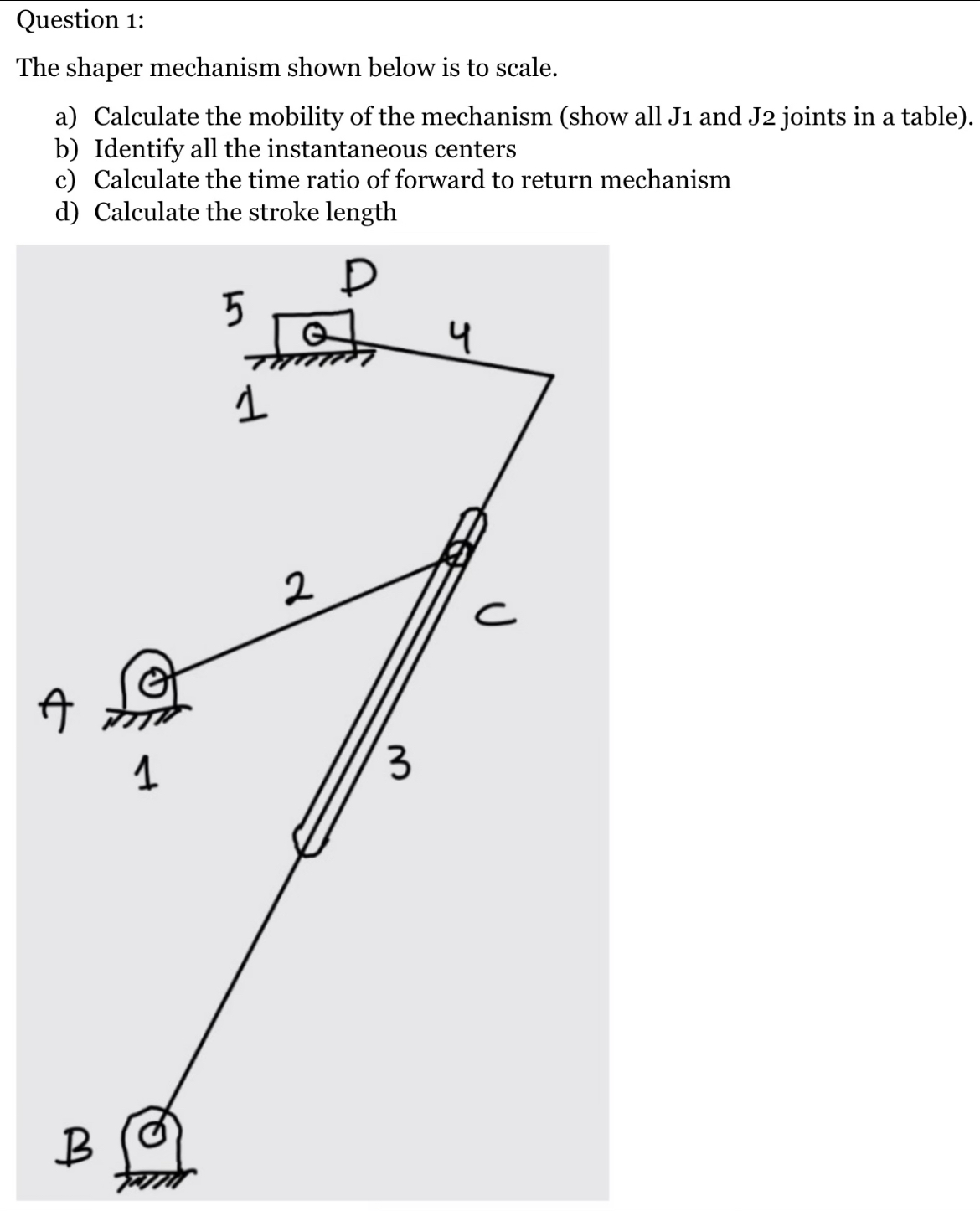 Solved Question 1:The shaper mechanism shown below is to | Chegg.com