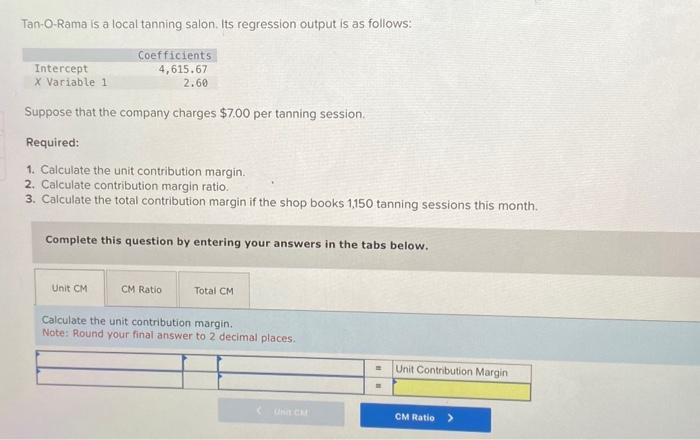 Solved Tan-O-Rama is a local tanning salon. Its regression | Chegg.com